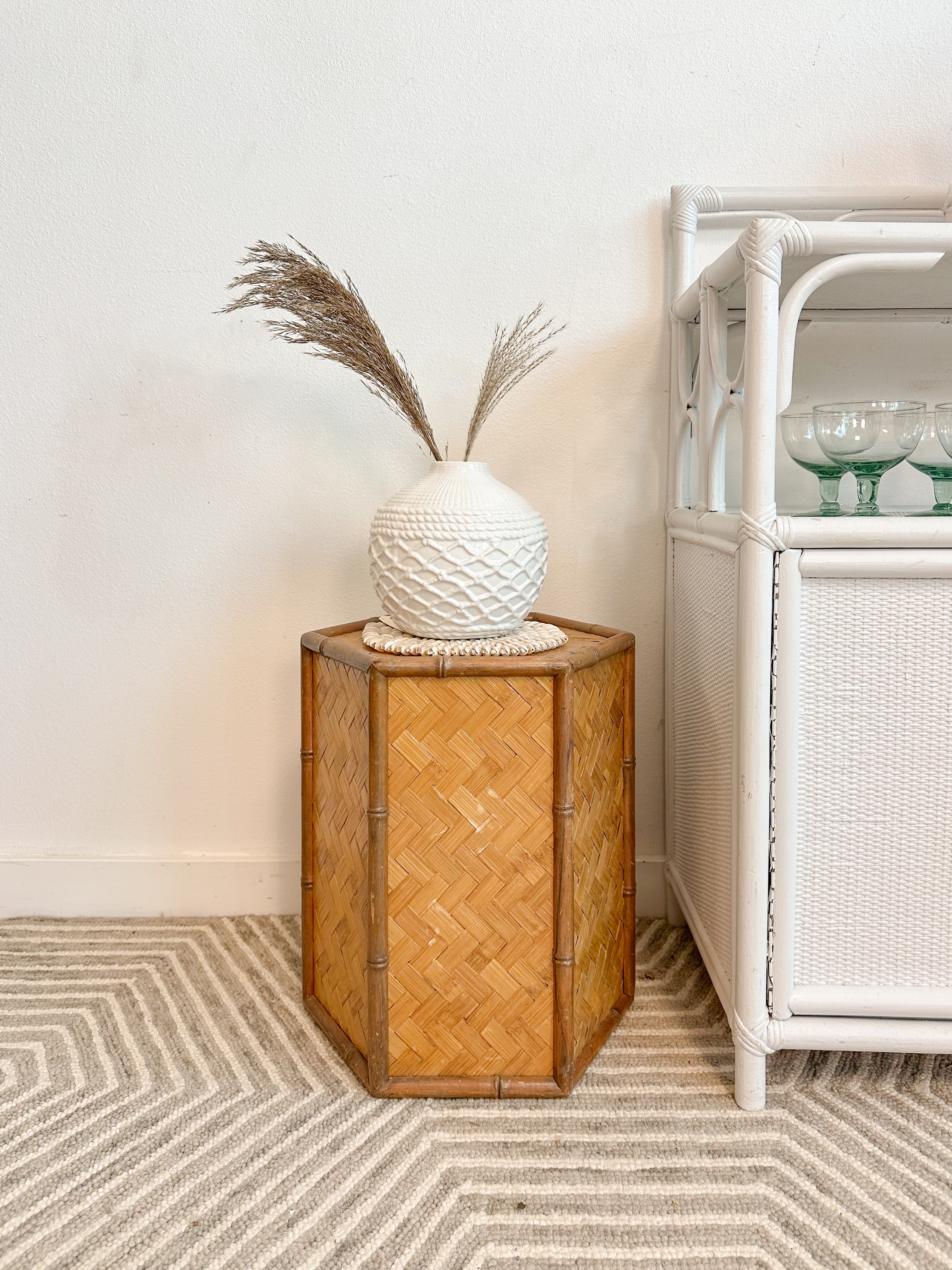 Hexagon Parquet Bamboo Side Table – The Woven Home